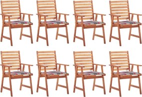 vidaXL Zahradní jídelní židle 8 ks s poduškami masivní akáciové dřevo [3078378] Barva: Vzor červená kostka