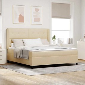 Postel s boxspringem s čelo Krémová 180 x 200 cm textil 3340583