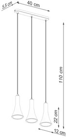 Sollux SL.1225 - Lustr na lanku REA 3xE14/12W/230V beton
