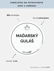 Samolepka na kořenky MAĎARSKÝ GULÁŠ bílá 5 cm tučné písmo