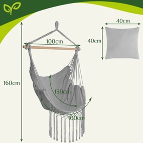 Brazilské závěsné houpací křeslo / hamak - šedé