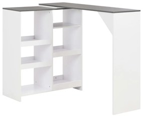 Barový stůl Tamara s pohyblivým regálem - bílý | 138x40x120 cm