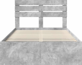 Rám postele s čelo Beton 120 x 200 cm Masivní borové dřevo 3411434