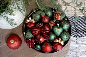 Červená skleněná vánoční ozdoba s dekorem Chic Bauble – Ø 7*10 cm