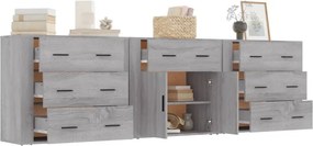 Příborníky 3 ks šedé sonoma kompozitní dřevo 3185429