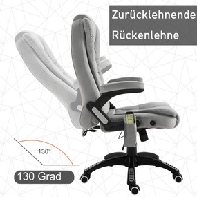 Masážní kancelářské křeslo Vinsetto ergonomické výškově nastavitelné s PU kolečky v šedé barvě pro pohodlnou práci a relaxaci | Aosom.de