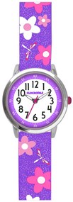 Květované fialové dívčí hodinky CLOCKODILE FLOWERS se třpytkami CWG5021