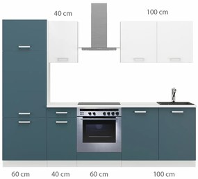 Kuchyňská linka TONI | 260 cm | S PRACOVNÍ DESKOU | bílá/skagerrak modrá