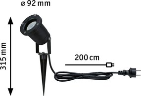 P 94731 LED bodové zahradní světlo zlaté světlo neláká hmyz IP65 kruhové 92mm 2200 - 2200K 4,3W 230V 38-38° černá kov - PAULMANN