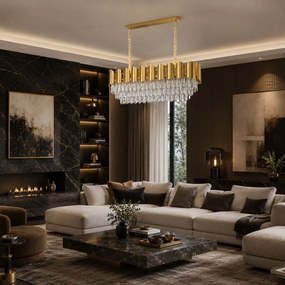 Toolight Toolight, křišťálová závěsná lampa, 8×E14, SWE101-CP, zlatá, OSW-30224