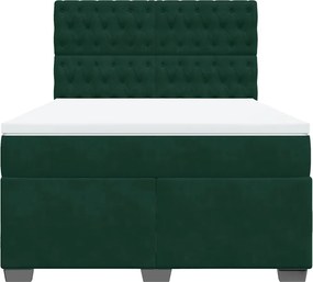 Box spring postel s matrací tmavě zelená 140x200 cm samet 3293239