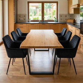 Vikio Jídelní set pro 6 osob 180x90 cm dub noha U černá židle s područkami VJS168-6C