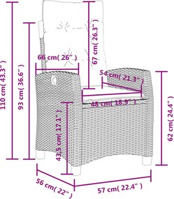 vidaXL Polohovací zahradní křeslo s poduškami polyratan [365213] Barva: světle šedá