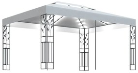 vidaXL Altán s dvojitou stříškou a světelnými LED řetězy 3 x 4 m bílý