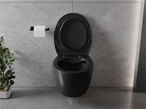 Mexen Egg, závěsná WC mísa Rimless s duroplastovým sedátkem s pomalým zavíráním, černá matná, 30245070