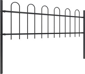 Zahradní plot s obloukem nahoře ocelový 1172 x 60 cm černý 277644
