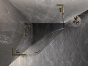 Mexen Lunar, L pětiúhelníkový sprchový kout naklápěcí doleva 80 x 80 cm, 8mm čiré sklo, zlatý profil, 831L-080L-080P-50-00-L
