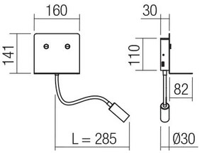 Redo 01-3211 - LED Nástěnné svítidlo MOKA LED/6W + LED/3W/230V CRI90 černá