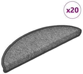 Schodové rohože 20 ks 56 x 17 x 3 cm tmavě šedé, půlkulaté 3365782