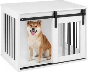 Costway Klec pro psa 80 cm s posuvnými dvířky, bílá