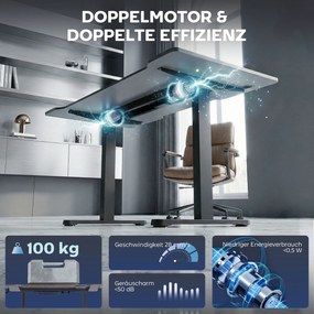 HOMCOM Elektrický rám psacího stolu, výškově nastavitelný, s paměťovou funkcí, ocel, černý