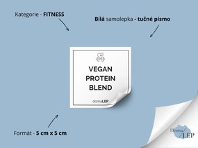 VEGAN PROTEIN BLEND - Samolepka na dózu pro fitness doplňky - DomaLEP tvar: ČTVEREC, barva: BÍLÁ - ČERNÉ písmo, velikost: š. 5 cm x v. 5 cm - tučné písmo