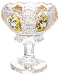 Broušená miska na noze, Zlatá, Royal Crystal, 12 cm