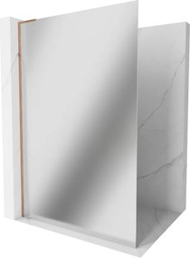 Mexen Kioto L, sprchová zástěna Walk-In 80 x 200 cm, 8mm sklo vzor zrcadlo, růžové zlato profil, 800-080-103-60-50