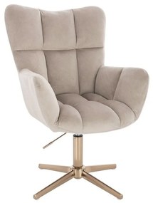 LuxuryForm DESIGN Otočné křeslo AURORA VELUR na zlatém kříži - latte