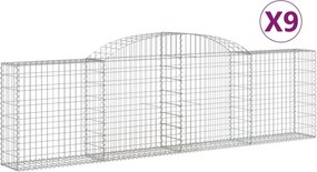 Klenuté gabionové koše 9 ks 300x30x80/100 cm pozinkované železo 3146510