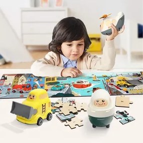 TOP BRIGHT Dřevěné puzzle s hračkou Vrtulník / 24 dílků / Dřevo