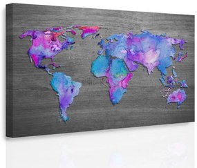 Malvis ® Obraz Mapa světa na dřevě Velikost: 90x60 cm