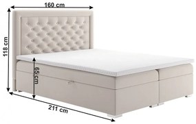 Tempo Kondela Čalouněná postel DORMAN 160x200, s úložným prostorem, krémová