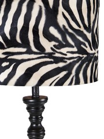 Stojací lampa černá s odstínem zebra design 40 cm - Classico