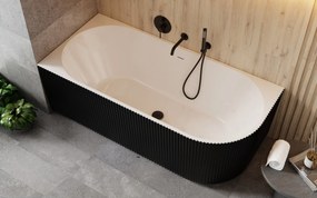 Besco Denaya vana asymetrická volně stojící 150 x 75 cm pravá sifon s přepadem zlatá barva černá bílá VANDENA150BWPZ