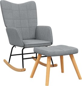 Houpací křeslo se stoličkou světle šedé textil 328018