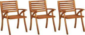 vidaXL Zahradní jídelní židle s poduškami 3 ks masivní akáciové dřevo [3060781] Barva: krémová