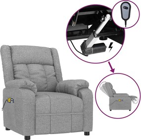 Elektrické masážní křeslo světle šedé textil 3143579