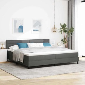 Postel s boxspringem s čelo Tmavě šedá 200 x 200 cm textil 3338637