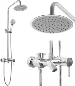 Erga Mutabi, sprchový set s baterií, hlavovou sprchou 20×20 cm a výtokem, chromová, ERG-YKA-BP.MUTABI-20-CHR