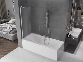 Mexen Velar L, 2-křídlová posuvná vanová zástěna 100 x 150 cm, 8mm sklo námraza, chromová, 896-100-003-31-01