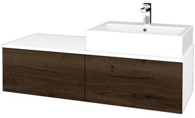 Dřevojas Koupelnová skříňka MODULE SZZ12 120 Varianta: N01 Bílá lesk / D08 Wenge / Levé