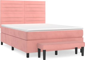 Box spring postel s matrací růžová 140x200 cm samet 3137910