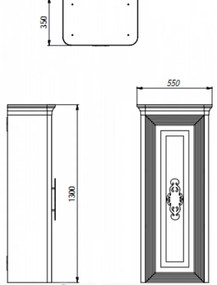 Kingsbath Treviso White 130 závěsná nízká koupelnová skříňka