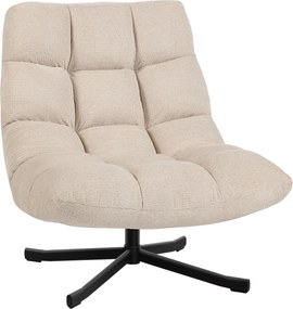 HOMCOM křeslo do obývacího pokoje bez opěrek, otočné o 360°, voděodpudivá tkanina chenille, široký sedák, 75 x 95 x 90 cm, krémová
