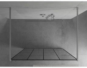 Mexen Kioto, průchozí sprchová zástěna 130 x 200 cm, 8mm sklo čiré/černý vzor, 2x chromová stabilizační rozpěra, 800-130-002-01-77