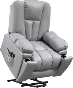 Elektrické TV křeslo HOMCOM, s 8 masážními body, s možností náklonu 135°, s pružinovým jádrem, dálkové ovládání, 94 cm x 96 cm x 106 cm, tmavě šedé| …