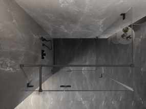 Mexen Lunar T, sklápěcí levý sprchový kout 140 x 100 cm, 8mm čiré sklo, profil grafit broušený, 834T-140-100-66-00-L