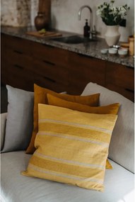 Lněný povlak na polštář 40x40 cm Amber Bronze Stripes – Linen Tales