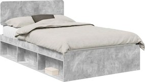 Rám postele s čelo Beton 120 x 200 cm Masivní borové dřevo 3412099
